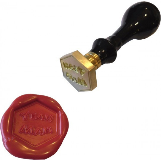 Sceau hexagonal avec gravure logo, dessin, motif.