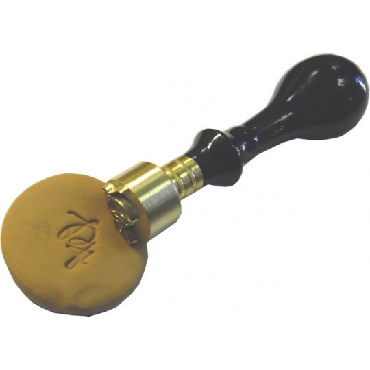 Tampon laiton relief rond avec gravure d'un logo, boutique Gravure Chaine
